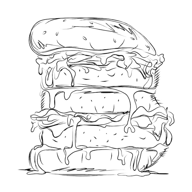 Mouthwatering Illustrated Burger with Dripping Toppings | Jiffy Designs