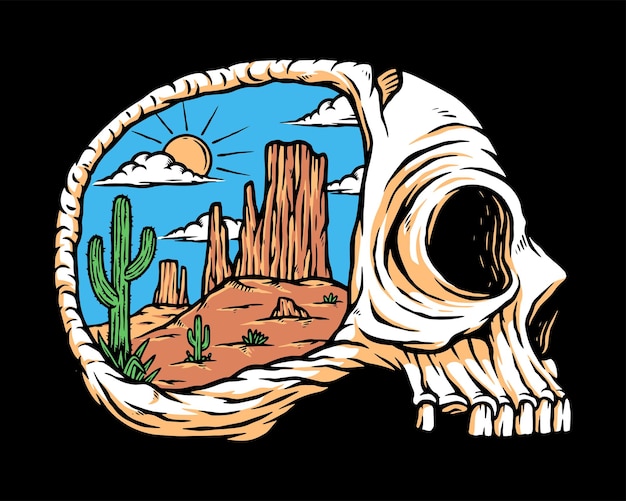 Captivating Desert Skull Illustration with Vibrant Landscape | Jiffy ...