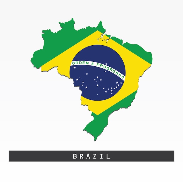 Vibrant Outline of Brazil with National Flag | Jiffy Designs