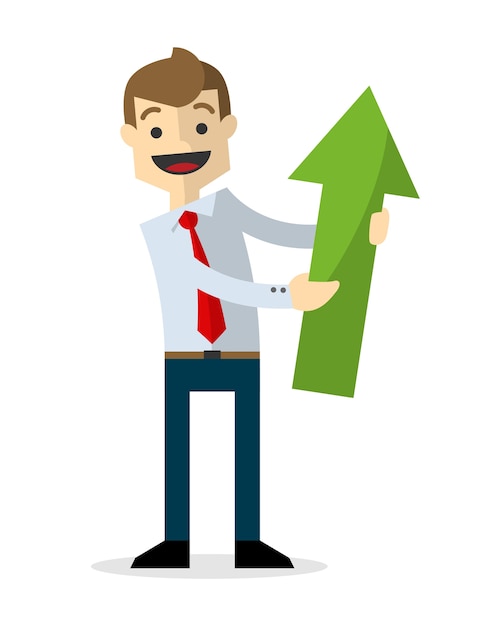 Businessman Holding Green Up Arrow - Success Illustration | Jiffy Designs