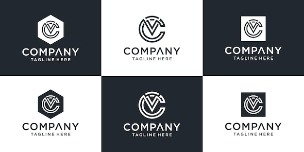 Elegant Monogram Logos with Interlocking Initials 'CV' | Jiffy Designs