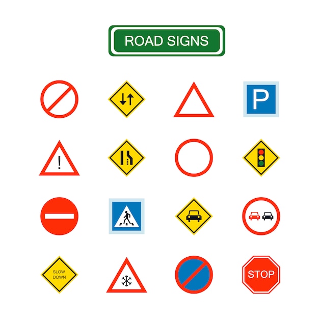 Vibrant Assortment of Iconic Road Signs: Navigational Symbols | Jiffy ...