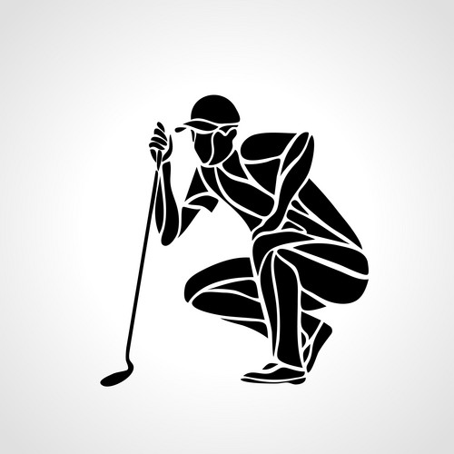 Golf Sport Silhouette Of Golfer Squatting Vector Clipart Illustration ...