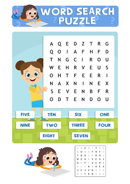 Playful Word Search Puzzle with Friendly Characters | Jiffy Designs