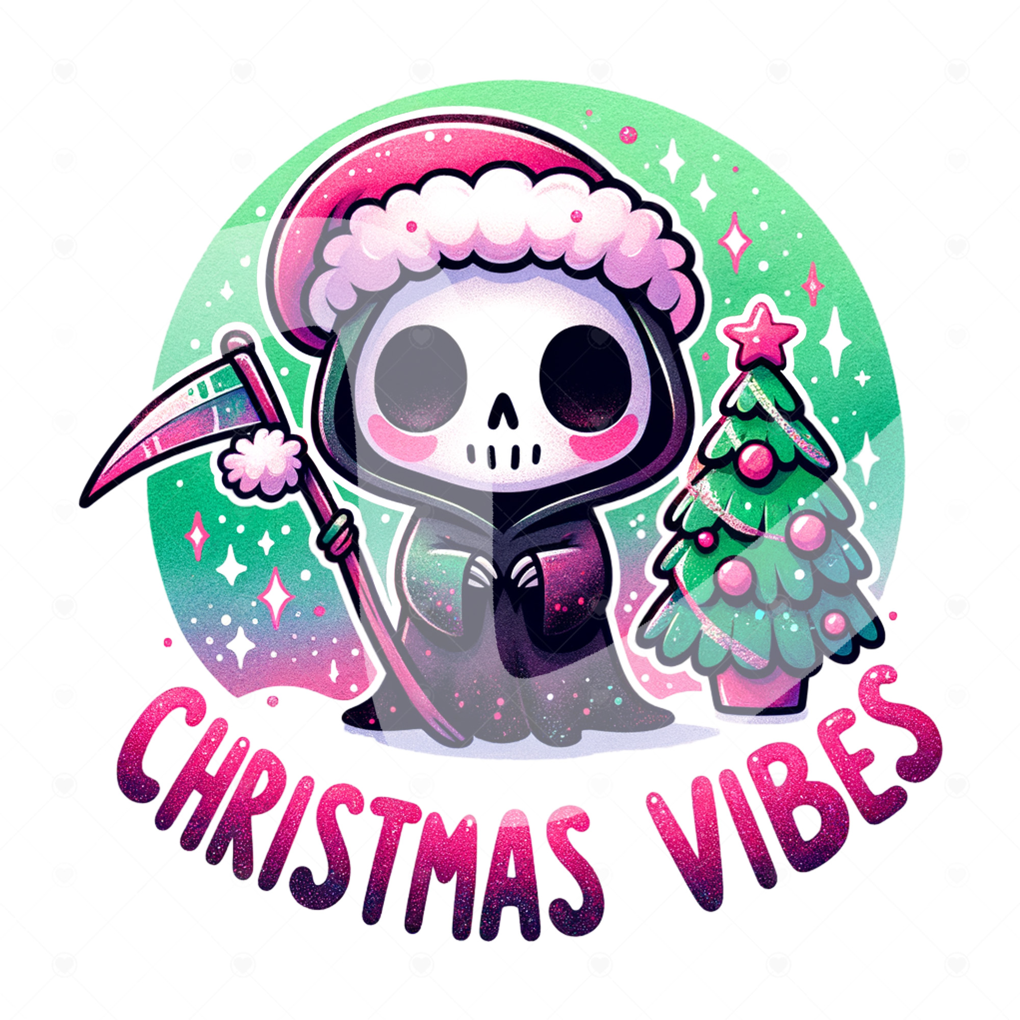 'Christmas Vibes' Featuring a Cute Skeletal Figure in Festive Holiday ...