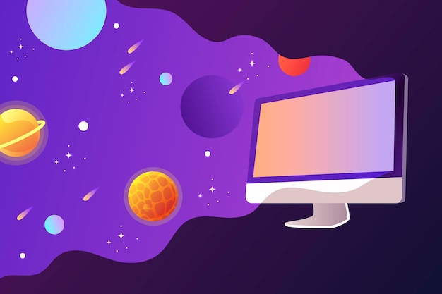 Cosmic Computer Screen in Vibrant Starry Galaxy | Jiffy Designs