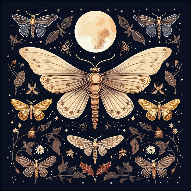 Mystical Moth Tapestry Against Starry Night Sky | Jiffy Designs