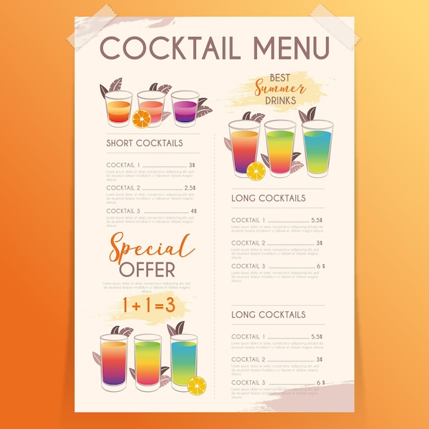 Vibrant Cocktail Menu Showcasing Summer's Finest Drinks | Jiffy Designs