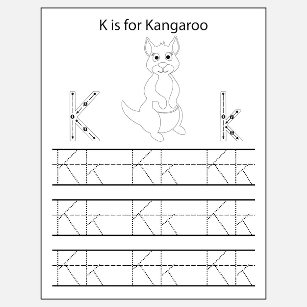 Playful Kangaroo Tracing Worksheet for Early Learners | Jiffy Designs