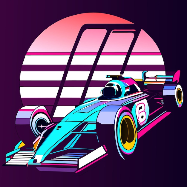 Vibrant Retro Formula One Racing Car Silhouette | Jiffy Designs