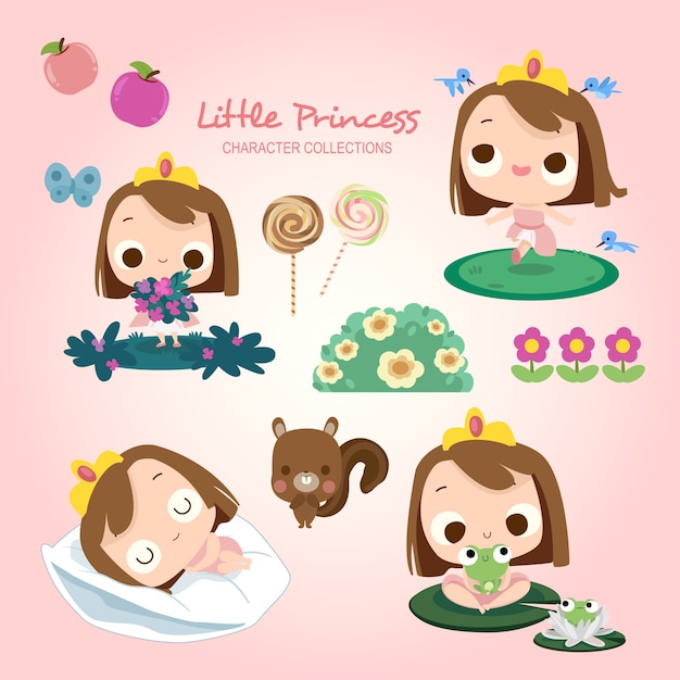 Adorable Little Princess Character Collection with Vibrant ...