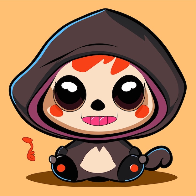 Adorable Hooded Cartoon Character with Expressive Eyes | Jiffy Designs