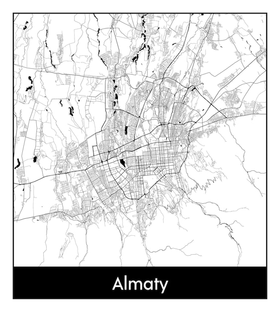 Detailed Map of Almaty City with Intricate Road Network | Jiffy Designs