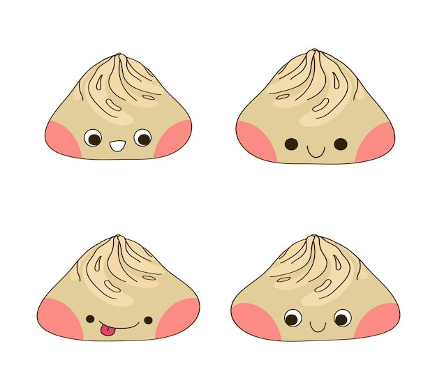 Adorable Kawaii Dumplings with Expressive Faces and Cute Details ...