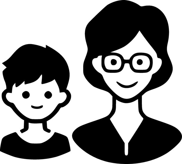 Minimalist Black and White Mother and Child Icon | Jiffy Designs