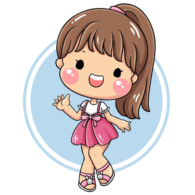 Cheerful Anime-Style Girl in Pink Dress | Jiffy Designs
