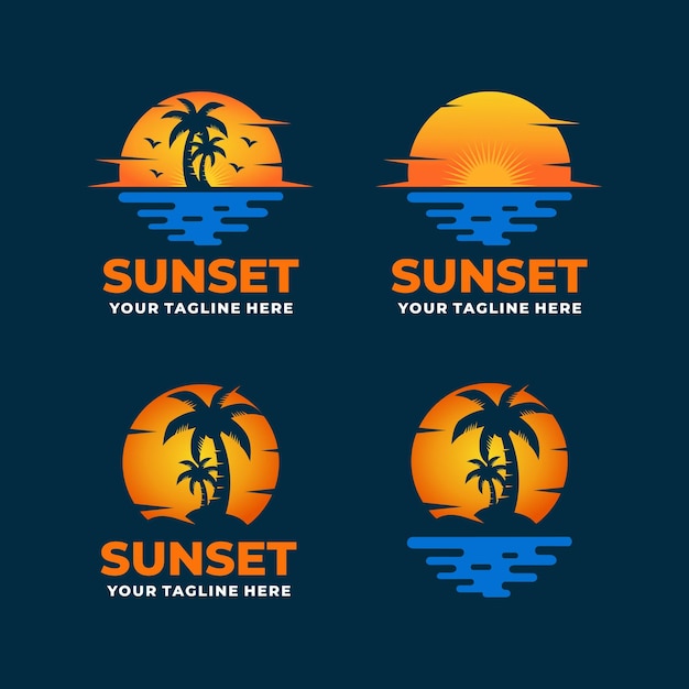 Vibrant Sunset Silhouette Collection with Palm Trees | Jiffy Designs