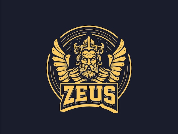 Majestic Zeus Emblem with Regal Wings and Beard | Jiffy Designs