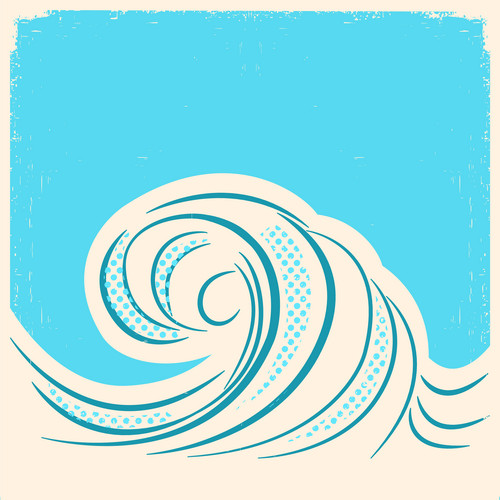 Sea Wave. Retro Water Wave Background Illustration For Design | Jiffy ...