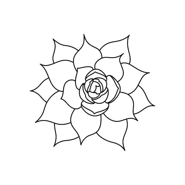 Intricate Line Art Rose with Geometric Leaf Patterns | Jiffy Designs
