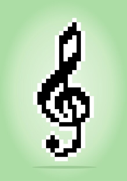 Striking Monochrome Treble Clef Pixel Art Icon | Jiffy Designs