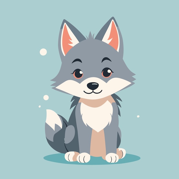 Adorable Cartoon Wolf Pup with Playful Expression | Jiffy Designs