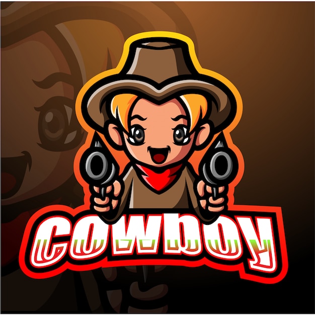 Vibrant Cowboy Mascot Wielding Dual Pistols | Jiffy Designs