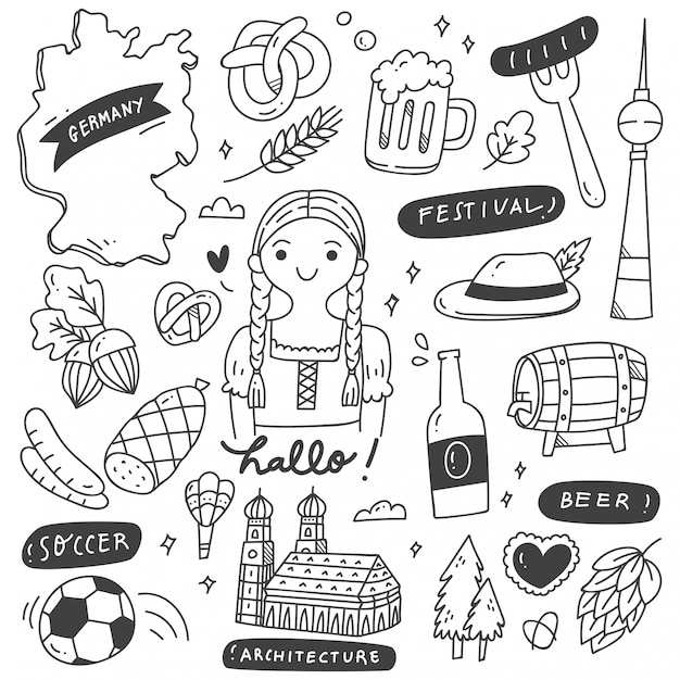 Charming German Cultural Icons and Symbols Illustration | Jiffy Designs