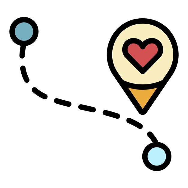 Vibrant Heart-Shaped Map Marker with Trailing Dots | Jiffy Designs