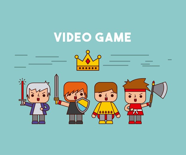 Charming Retro Video Game Characters Showcase Heroic Adventure | Jiffy ...