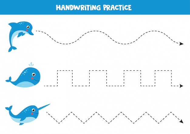 Playful Dolphins Trace Lines for Handwriting Practice | Jiffy Designs