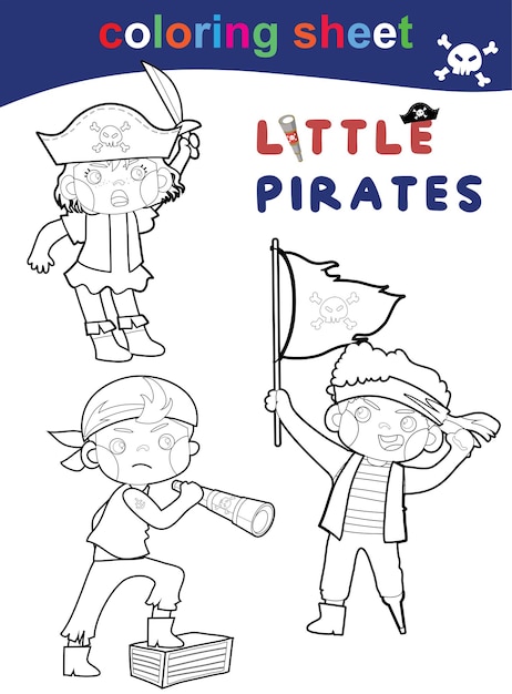 Adorable Collection of Playful Pirate Characters for Coloring | Jiffy ...