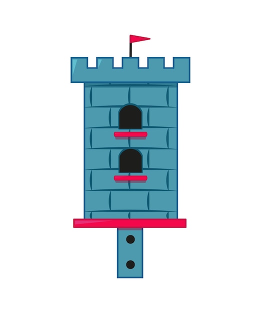 Whimsical Blue Castle Tower with Red Flag | Jiffy Designs