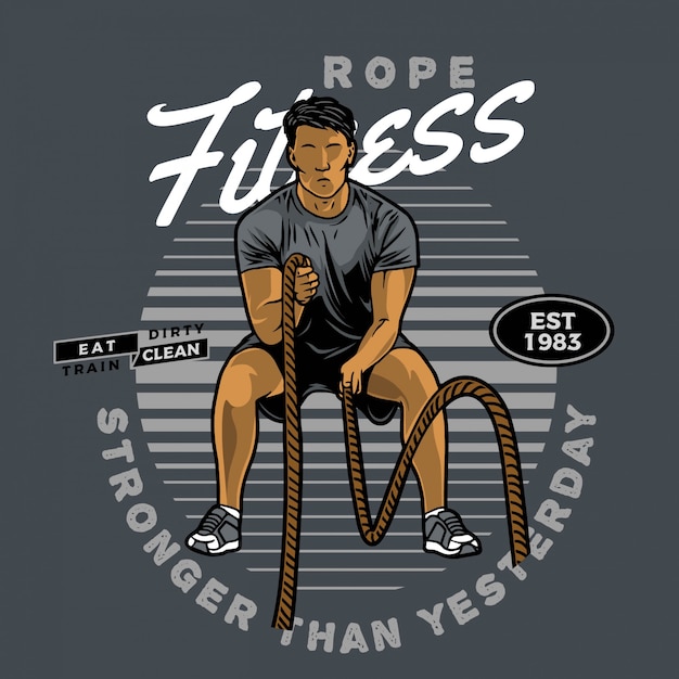 Inspiring Rope Fitness Athlete Silhouette on Retro Background | Jiffy ...