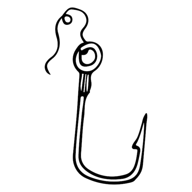 Minimalist Black Fishing Hook Design with Circular Details | Jiffy Designs