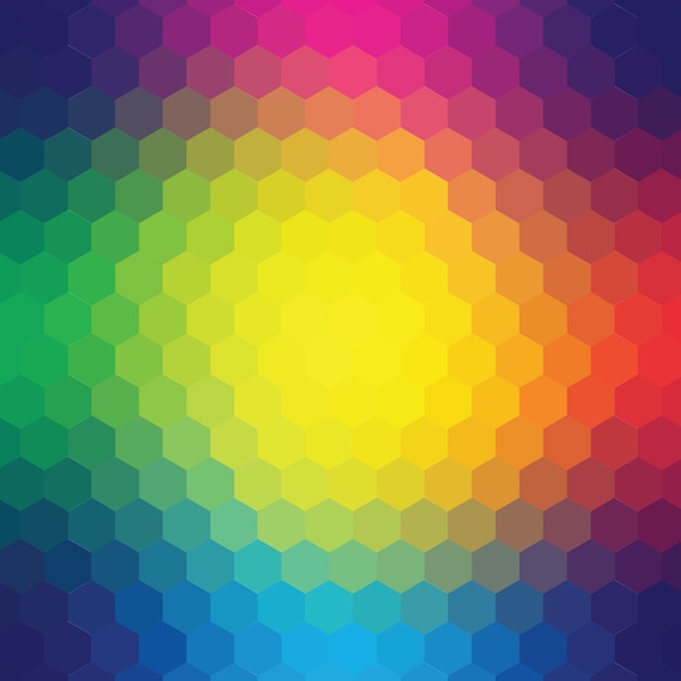 Vibrant Rainbow Hexagon Pattern Radiating Outward from Center | Jiffy ...