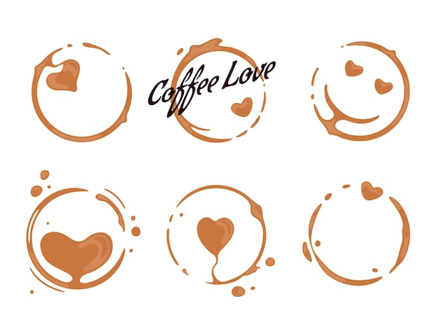 Delightful Coffee Stain Icons with Playful Heart Motifs | Jiffy Designs
