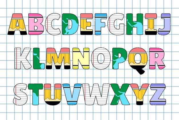 Colorful Alphabet Letters on Graph Paper Background | Jiffy Designs
