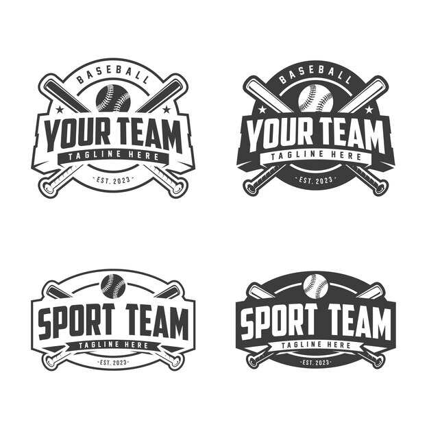 Versatile Sports Team Emblem Collection with Crossed Bats and Balls ...