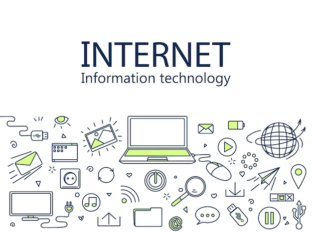 Vibrant Icons Depicting the Diverse Elements of Internet Technology ...