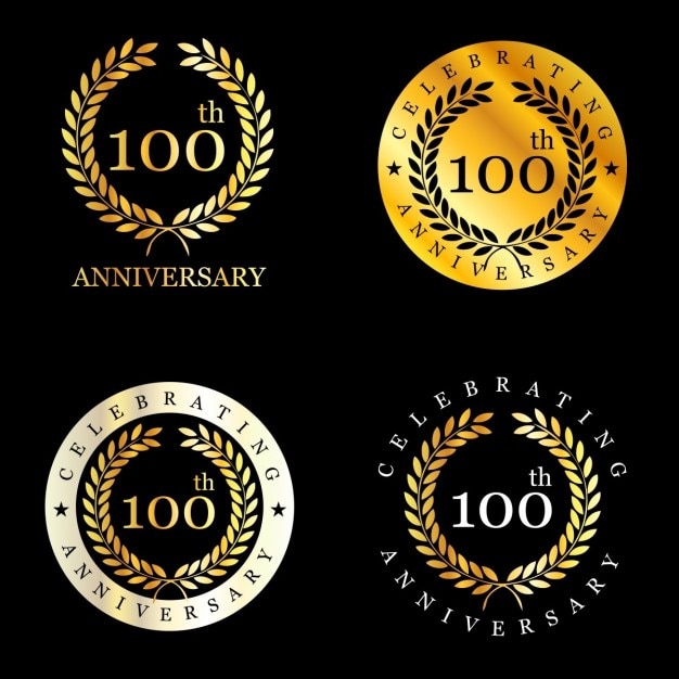 Elegant 100th Anniversary Laurel Wreath Emblems Collection | Jiffy Designs