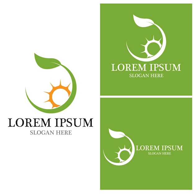 Vibrant Nature-Inspired Emblem Collection with Leaf and Sun Elements ...