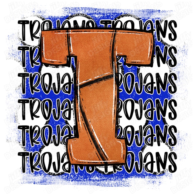 'Trojans' Bold Letter T Surrounded by Dynamic Text | Jiffy Designs