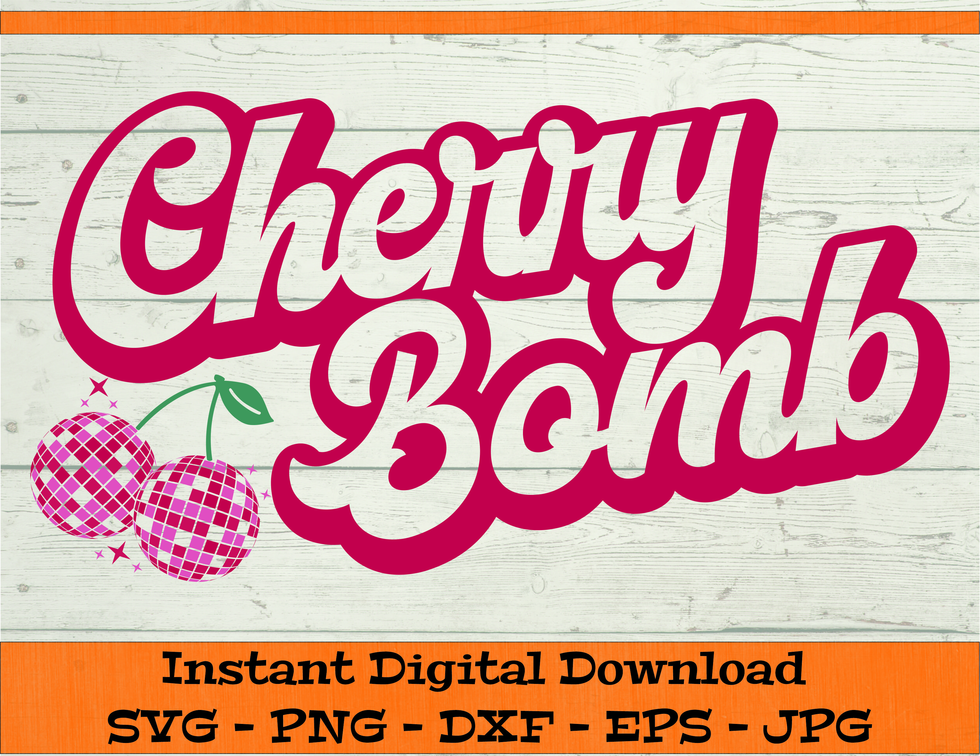 'Cherry Bomb' Retro-Inspired Typography with Disco Cherry Illustration ...