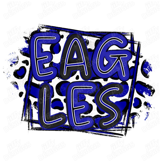'Eagles' Bold Blue Lettering with Dynamic Grunge Splatter Effect ...