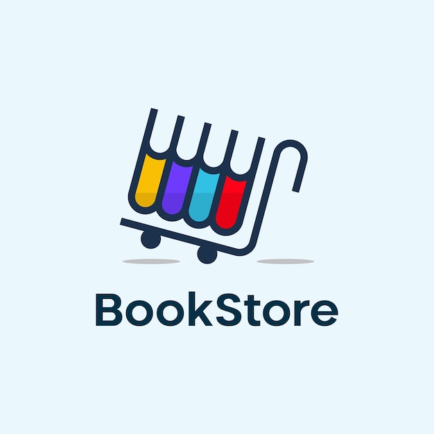 Colorful Book Cart Logo for Modern Bookshop or Library | Jiffy Designs