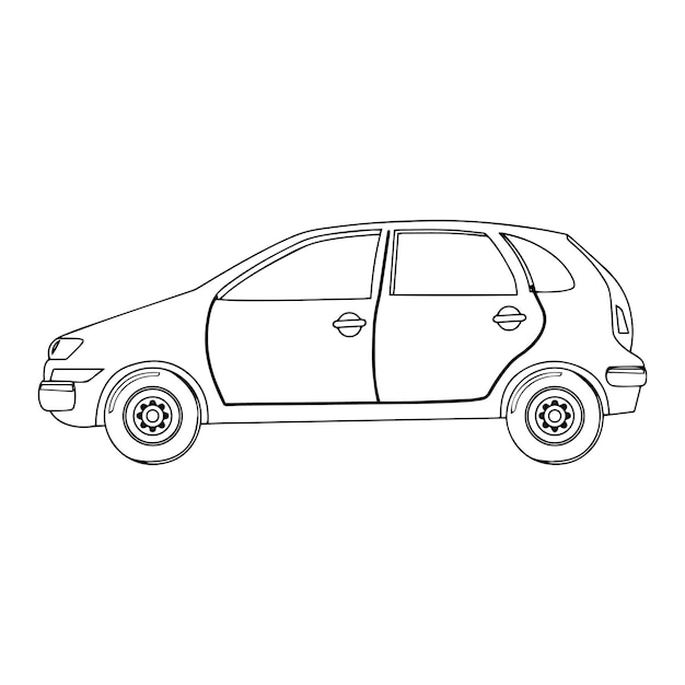 Sleek and Compact Hatchback Car in Minimalist Outline | Jiffy Designs