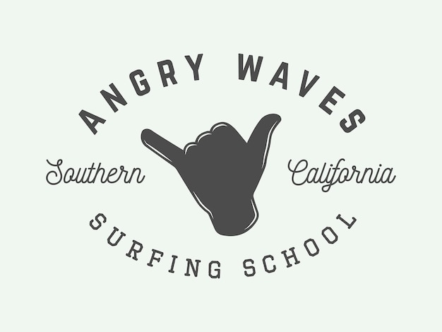 Vintage Surf School Logo with Angry Wave Emblem | Jiffy Designs