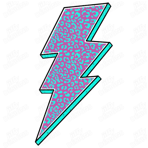 Electric Leopard Lightning Bolt with Vibrant Turquoise Outline | Jiffy ...