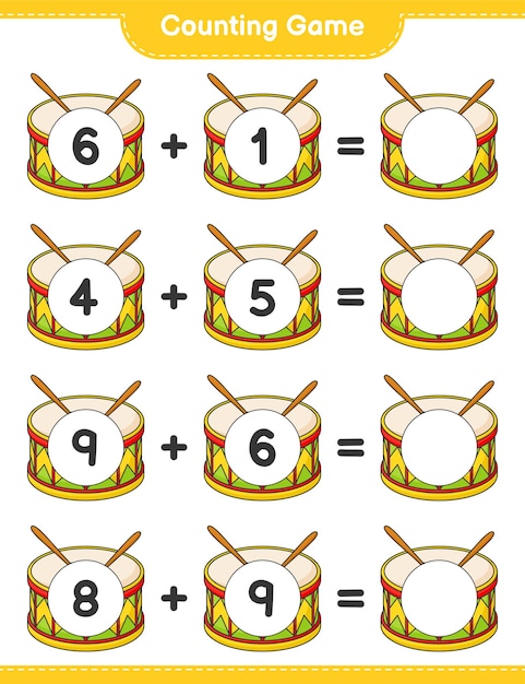 Playful Counting Game with Vibrant Drum Illustrations | Jiffy Designs
